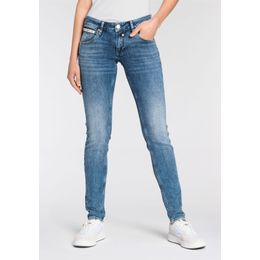 Slim-fit-Jeans Herrlicher "Slim Denim Light" Gr. 28, Länge 30, blau (medium30) Damen Jeans Röhrenjeans