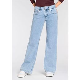 Bootcut-Jeans Herrlicher "Edna Light Denim" Gr. 33, Länge 32, blau (paradieso) Damen Jeans Bootcut