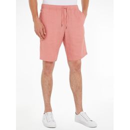 Shorts Tommy Hilfiger "HARLEM PO DRWS LINEN" Gr. 32, N-Gr, rosa (teaberry blossom) Herren Hosen Shorts