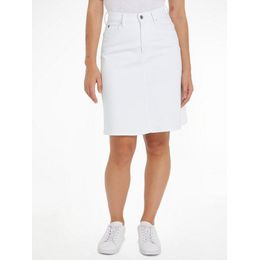 Tommy Hilfiger Jeansrock DNM A-LINE SKIRT HW WHITE Webrock mit Logostickerei, weiß