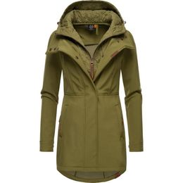 Ragwear Softshellmantel Ybela sportliche, gefütterte Outdoorjacke mit Kapuze, grün