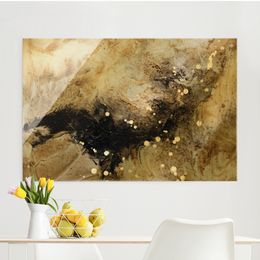 Bilderwelten Glasbild originell Abstrakt gold Glas Wandbild - Goldener Treibsand I - Deko Wohnzimmer Schlafzimmer