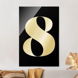 Bilderwelten Glasbild Buchstaben & Zahlen modern schwarz Glas Wandbild - Antiqua Zahl 8 - Deko Jugendzimmer