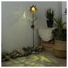 Globo LED Außen Solar Steck Leuchte Blume Crackle-Glas Kugel Lampe Garten Strahler gold-grün Erdspieß