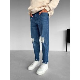 Abluka Bequeme Jeans BOYFRIEND RIPPED JEANS BLUE