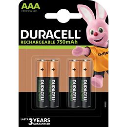 Duracell 4 Akku AAA 750mAh Nickel-Metall-Hydrid im 4er Blister Batterie