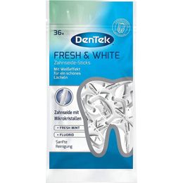 DenTek Zahnseide-Stick 3 x DenTek Fresh & White Zahnseide Sticks je 36 Stück mit Mikrokristal