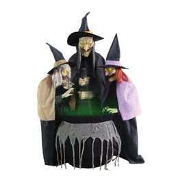 Horror-Shop Dekoobjekt Kochende Hexenschwestern Halloween Figur mit Beweg