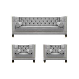 JVmoebel Wohnzimmer-Set Designer Garnitur Modern Möbel Chesterfield Sofagarnitur 3tlg