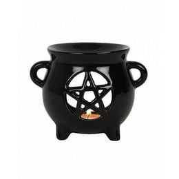 Horror-Shop Kerzenständer Schwarze Duftlampe als Hexenkessel mit Pentagramm