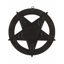 Horror-Shop Dekofigur Schwarzes Pentagramm aus Holz als Wandbild 30