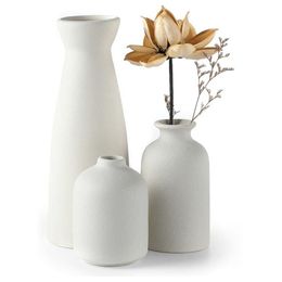 HIBNOPN Dekovase Keramik Vasen 3er-Set Kleine Blumenvasen für Bücherregal