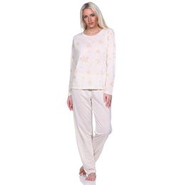 EloModa Pyjama Damen Pyjama lang zweiteiliger Schlafanzug Blumen-Muster; M L XL 2XL (2 tlg)