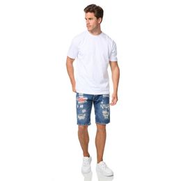 Denim House Jeansshorts Ausgefallene Destroyed Jeans Capri Herren Bermuda Blau 33