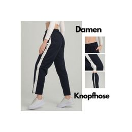 Kendindza Collection Jogginghose Knopfhose Jogginghose mit Druckknöpfen Sporthose Damen Relaxhose Tunnelzug