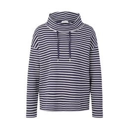 Tom Tailor Damen Strukturiertes Sweatshirt mit Rollkragen, blau, Streifenmuster, Gr. XS