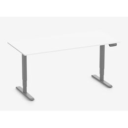 Höhenverstellbarer PRIMUS Schreibtisch - 180x80 - Grau / Topweiß - 7 Jahre Garantie - 125 kg Traglast