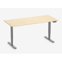 Höhenverstellbarer PRIMUS Schreibtisch - 180x80 - Grau / Birke - 7 Jahre Garantie - 125 kg Traglast