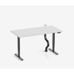 FOKUS Schreibtisch + Steckleistenhalter + Kabelschlange