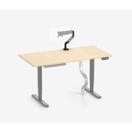 Höhenverstellbarer Schreibtisch PRIMUS + Slimline Schublade, Kabelschlange & Halter