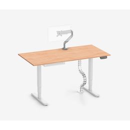 Höhenverstellbarer Schreibtisch PRIMUS + Slimline Schublade, Kabelschlange & Halter