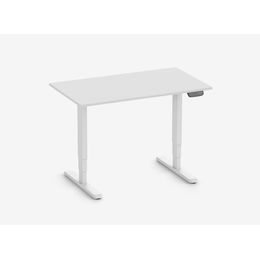 Höhenverstellbarer PRIMUS Schreibtisch - 120x70 - Weiß / Lichtgrau - 7 Jahre Garantie - 125 kg Traglast