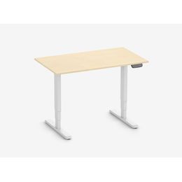 Höhenverstellbarer PRIMUS Schreibtisch - 120x70 - Weiß / Birke - 7 Jahre Garantie - 125 kg Traglast