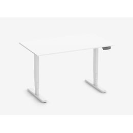 Höhenverstellbarer PRIMUS Schreibtisch - 140x80 - Weiß / Topweiß - 7 Jahre Garantie - 125 kg Traglast