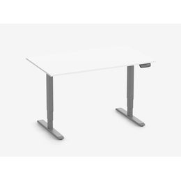 Höhenverstellbarer PRIMUS Schreibtisch - 140x80 - Grau / Topweiß - 7 Jahre Garantie - 125 kg Traglast