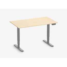 Höhenverstellbarer PRIMUS Schreibtisch - 140x80 - Grau / Birke - 7 Jahre Garantie - 125 kg Traglast