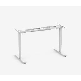 Höhenverstellbarer Schreibtisch PRIMUS + Kabelwanne, Kabelschlange & Schreibtischleuchte - 140x80 - Weiß / Weiß - 125 kg Traglast
