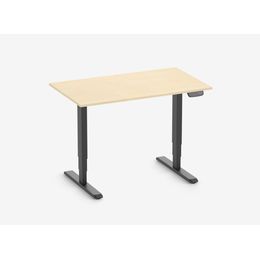 Höhenverstellbarer PRIMUS Schreibtisch - 120x70 - Schwarz / Birke - 7 Jahre Garantie - 125 kg Traglast