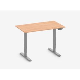 Höhenverstellbarer PRIMUS Schreibtisch - 120x70 - Grau / Buche - 7 Jahre Garantie - 125 kg Traglast