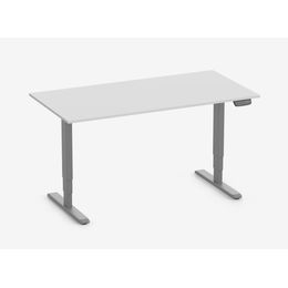 Höhenverstellbarer PRIMUS Schreibtisch - 160x80 - Grau / Lichtgrau - 7 Jahre Garantie - 125 kg Traglast