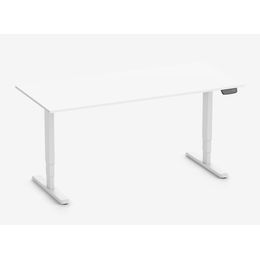 Höhenverstellbarer PRIMUS Schreibtisch - 180x80 - Weiß / Topweiß - 7 Jahre Garantie - 125 kg Traglast