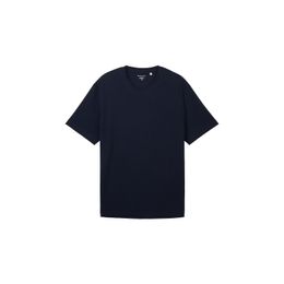 Tom Tailor Herren Plus - Piqué T-Shirt, blau, Uni, Gr. 4XL