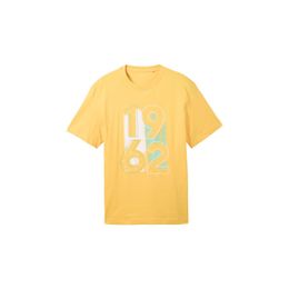 Tom Tailor Herren T-Shirt mit Print, gelb, Print, Gr. XXL