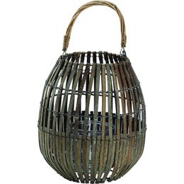 King Home - bambusgrau lanter mit glas 26x40h cm