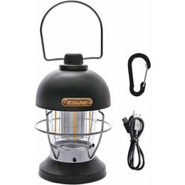 Klassische Vintage wiederaufladbare LED-Campingleuchte für Reisen, Outdoor, Käfig, Wandern, Zelt, dimmbare Lampe (schwarz)