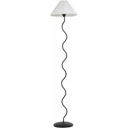 Beliani Stehlampe Schwarz mit Metallfuß 161 cm Plisseeschirm Stoffschirm Kegelform Langes Kabel mit Schalter Modern Schlaf- u. Wohnzimmer Beleuchtung - Weiß