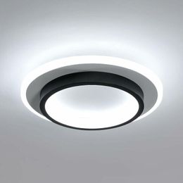 LED-Deckenleuchte Schwarz und Weiß 20W 2650LM Kreisförmig aus Aluminium, Durchmesser 23cm, für Schlafzimmer, Flur, Wohnzimmer (Weißes Licht 6500K)