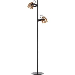 Lampe Calley Standleuchte 2flg holz dunkel/schwarz Metall/Kunststoff schwarz 2x D45, E14, 40 w - schwarz - Brilliant