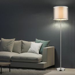 etc-shop Deckenfluter Stehlampe Stehleuchte Standlampe Wohnzimmerleuchte Leselampe, Textil Grau Nickel matt, 1x E27, DxH 40x160cm
