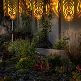 Globo Solarleuchte Außenlampe Steckleuchte Retro Gartenlampe, Lampenschirm mit Muster, Edelstahl, schwarz kupfer, 1x led 3000 k warmweiß, LxBxH 8x8x85 cm,
