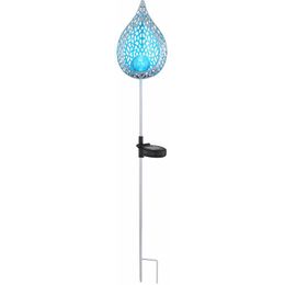 etc-shop Solar Fackeln Flamme Gartendeko Solarleuchte, Blauer Lichteffekt Flammen Design, led kaltweiß Crackle-Glas, h 90 cm, Garten Balkon