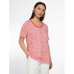 Emilia Lay T-Shirt Damen Viskose Rundhals gemustert, rot