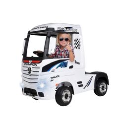 Actionbikes Motors Kinder-Elektroauto Mercedes Benz Actros Truck, lizenziert, 180 Watt, Allrad, 3-6 km/h, Stoßdämpfer (Weiß)