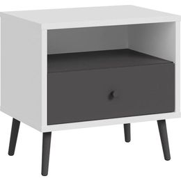 Nachtkommode FORTE "Harllson EasyKlix by FORTE" Sideboards Gr. B/H/T: 59,8 cm x 57,7 cm x 41,5 cm, 1, weiß (weiß, uni wolfram grau) Nachtkonsolen und Nachtkommoden