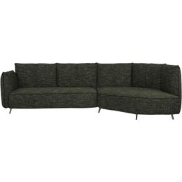 Loungesofa DESIGNWERK "Faber" Sofas Gr. B/H/T: 330 cm x 95 cm x 171 cm, Feines Flachgewebe in Leinenoptik, wasserabweisend KEY WEST, Recamiere rechts, grün (hunter) Lounge-Sofa Lounge-Gartenmöbel Loungesofa mit Rückenteil-und-Armteilverstellung, L-Form