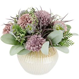 Kunstblume Gesteck aus Dahlien und Allium, I.GE.A., Höhe 21 cm, rosa